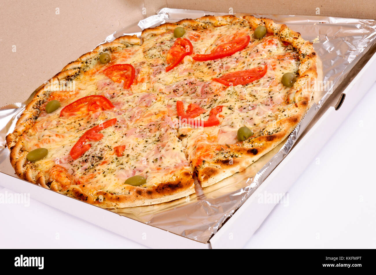 Crazy angle of view the pizza Stock Photo - Alamy
