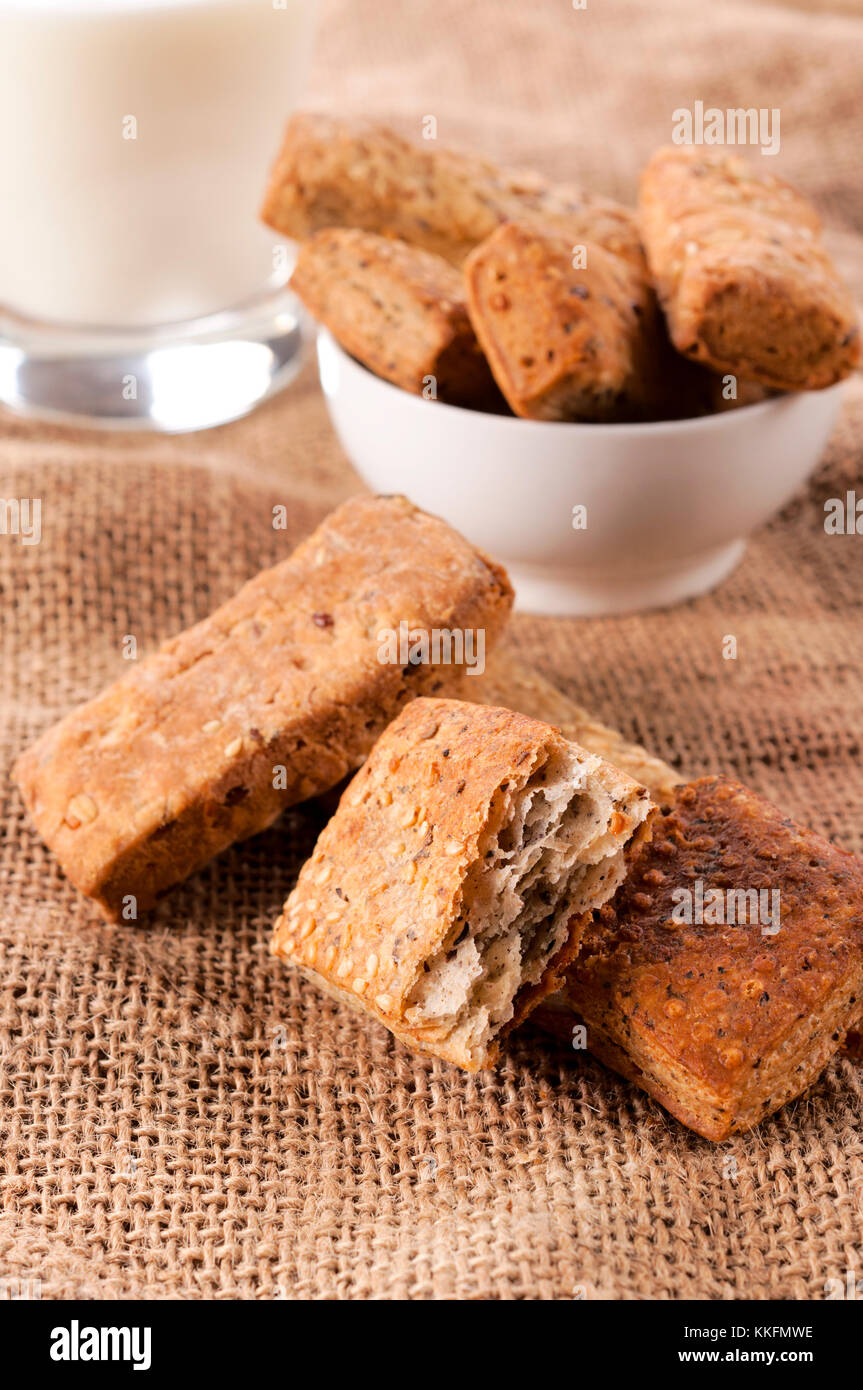 Dark whole grain pastry sticks Stock Photo - Alamy