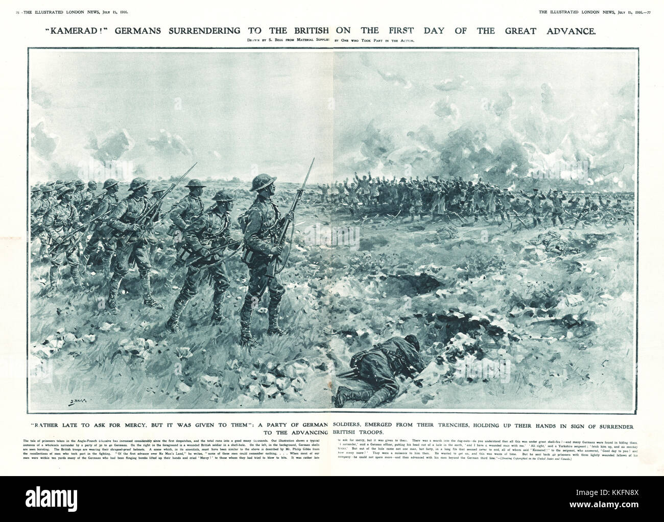 1916 Illustrated London News German Troops Surrender on the Somme Stock ...
