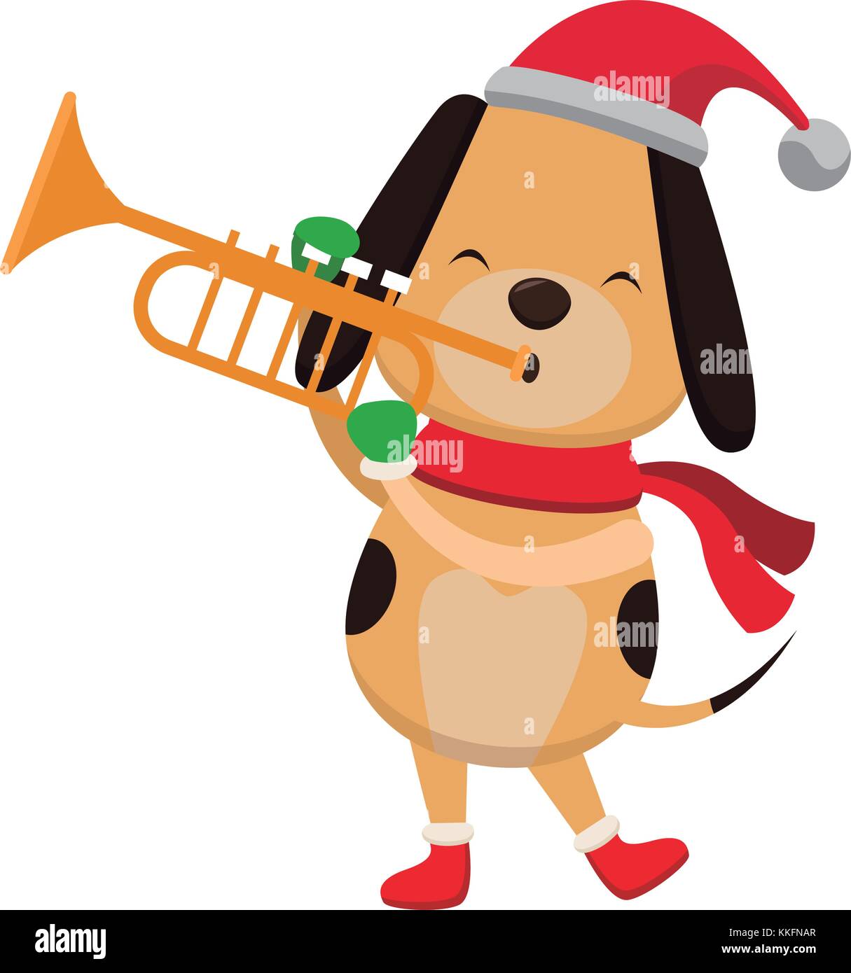 Christmas dog with trumpet cartoon Stock Vector Image & Art - Alamy