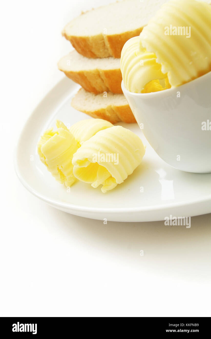 Fresh Butter Curls In Dish Stock Photo - Alamy