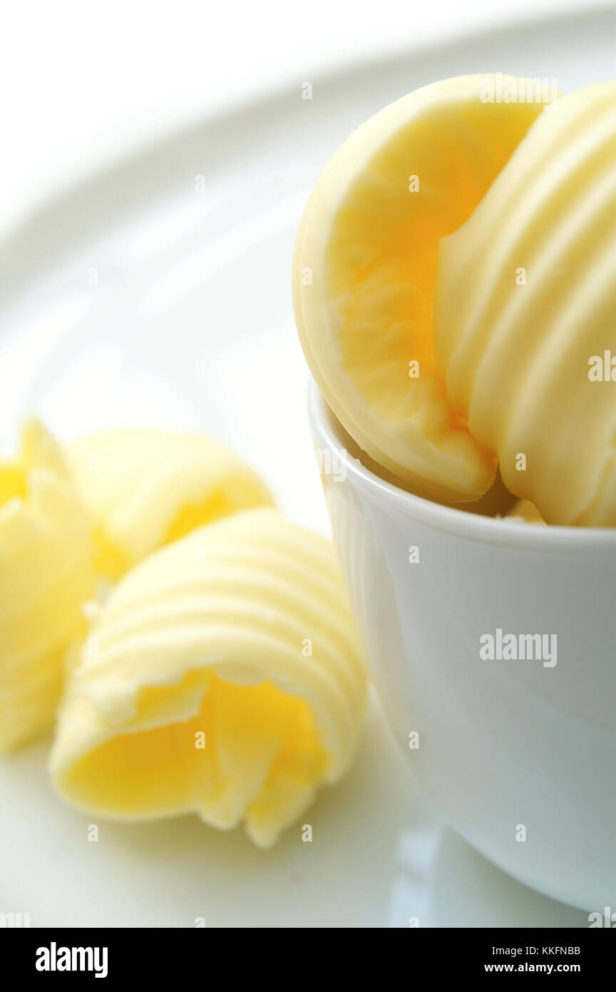 Fresh Butter Curls In Dish Stock Photo - Alamy