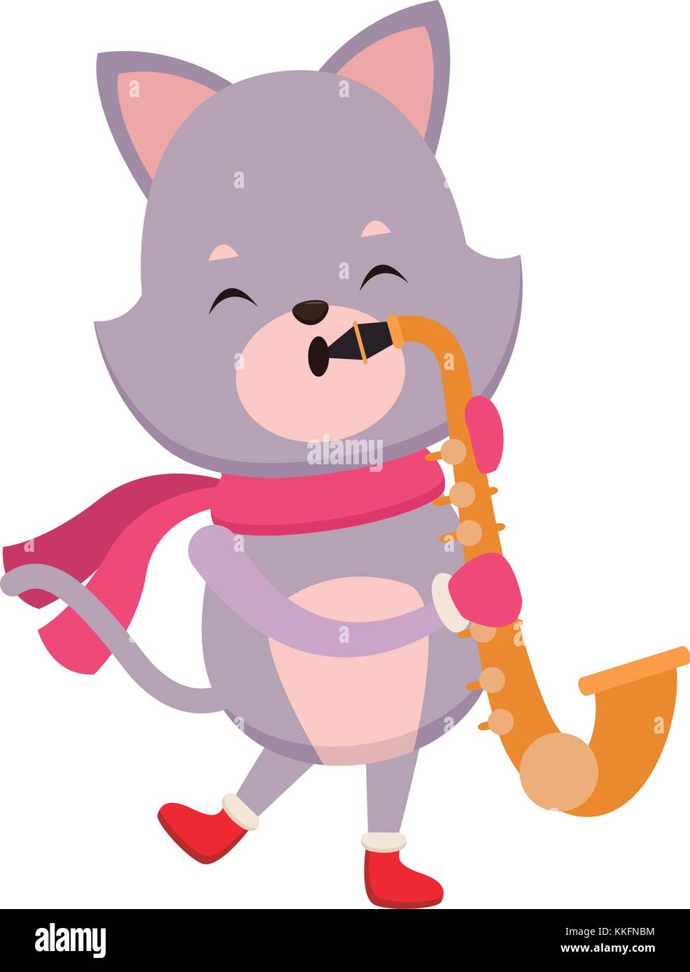 Cute cat playing saxophone cartoon Stock Vector Image & Art - Alamy