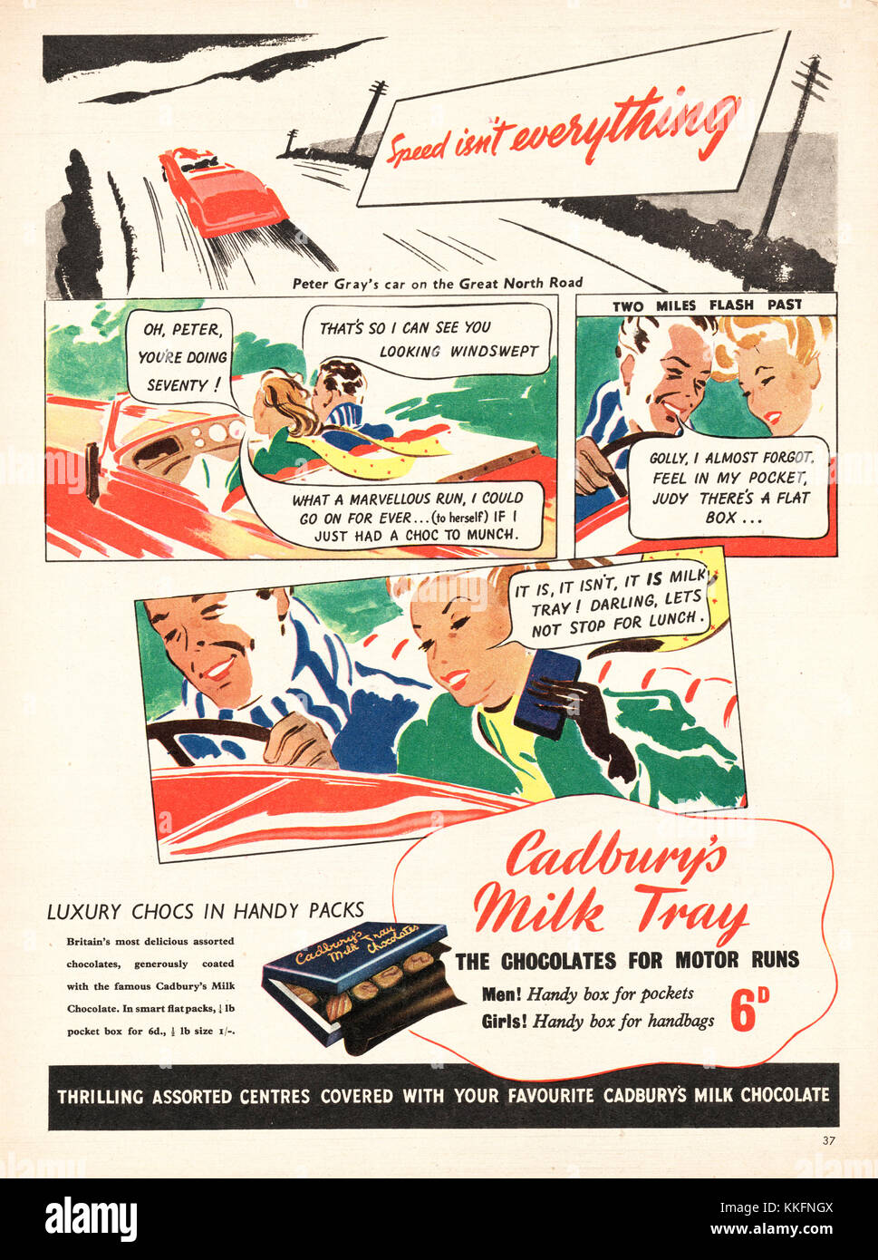 1939 UK Magazine Cadburys Milk Tray Advert Stock Photo - Alamy