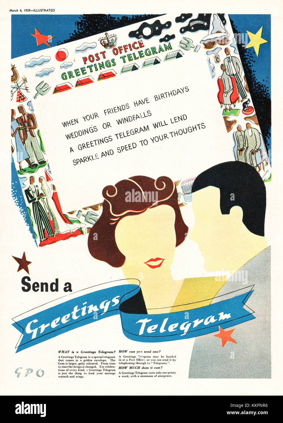 1939 UK Magazine GPO Telegram Advert Stock Photo - Alamy