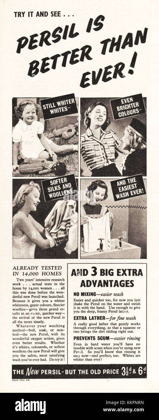1939 UK Magazine Persil Washing Powder Advert Stock Photo - Alamy