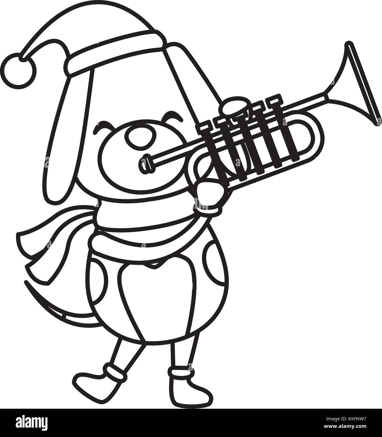 Christmas dog with trumpet cartoon Stock Vector Image & Art - Alamy