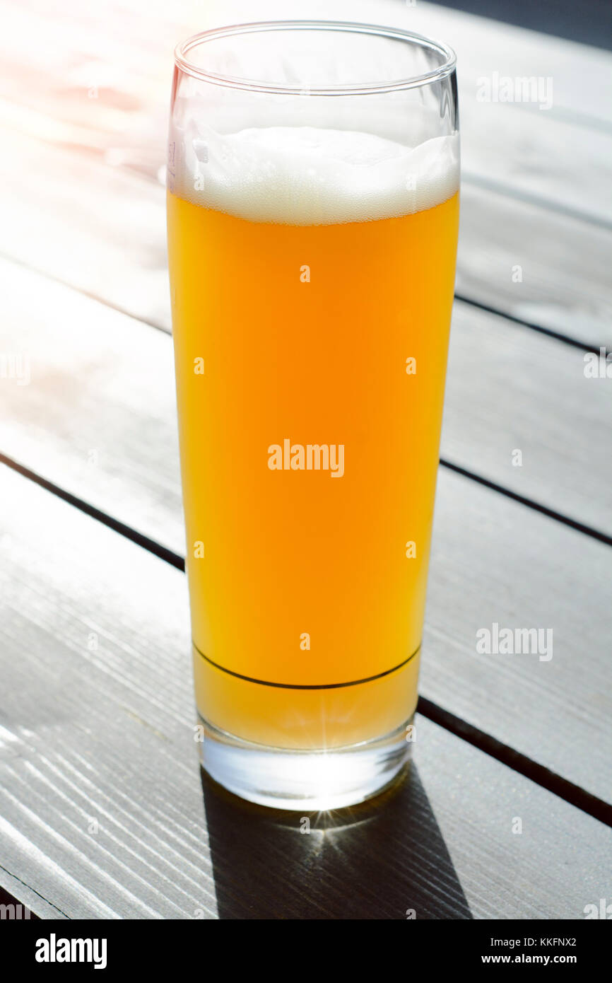 Glass of German beer on woden background,selective focus Stock Photo ...