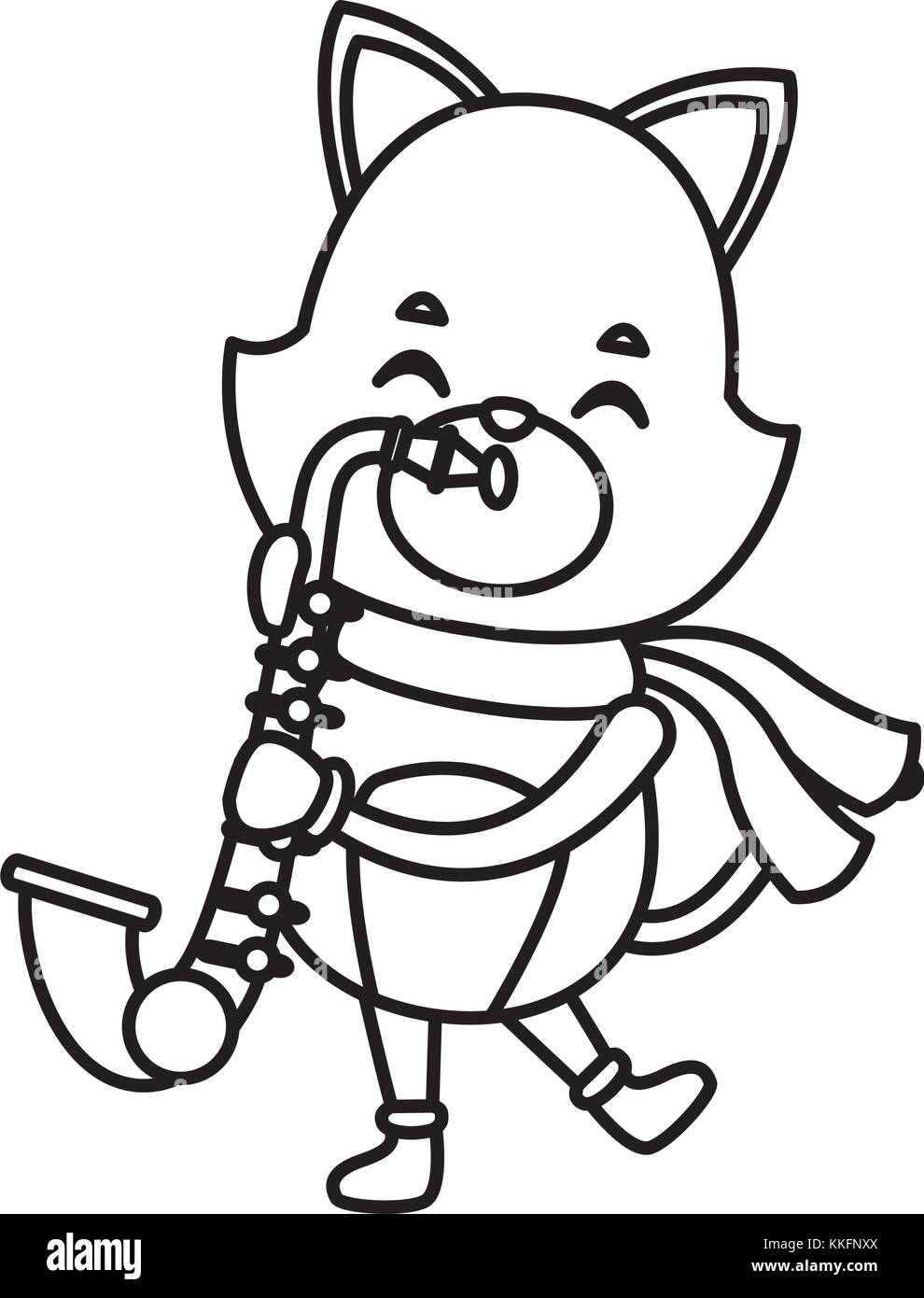 Cute cat playing saxophone cartoon Stock Vector Image & Art - Alamy