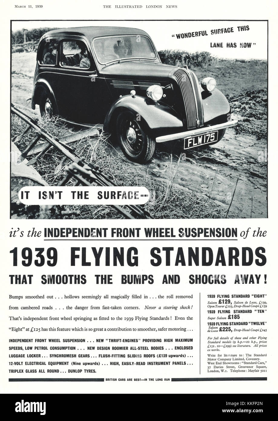 1939 UK Magazine Flying Standards Car Advert Stock Photo - Alamy