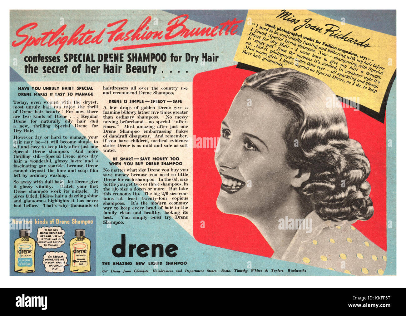 1939 UK Magazine Drene Shampoo Advert Stock Photo - Alamy