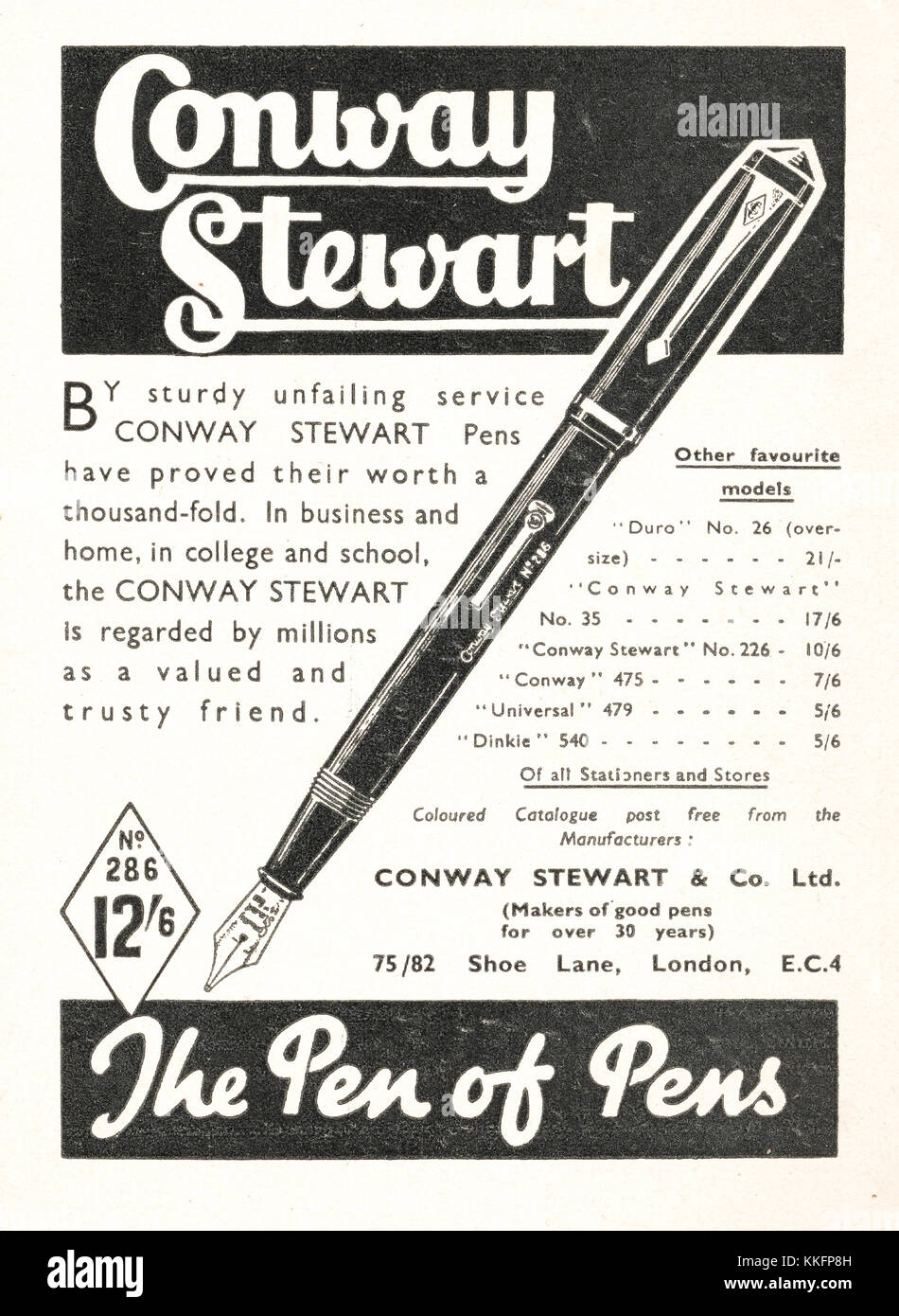 1939 UK Magazine Conway Stewart Pen Advert Stock Photo - Alamy