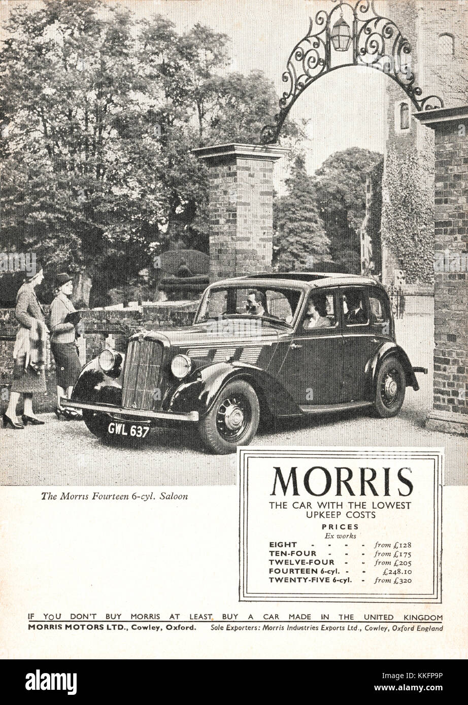 1939 UK Magazine MG Car Advert Stock Photo - Alamy