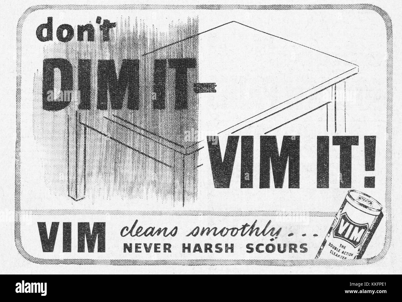 1939 UK Magazine Vim Cleaning Powder Advert Stock Photo - Alamy
