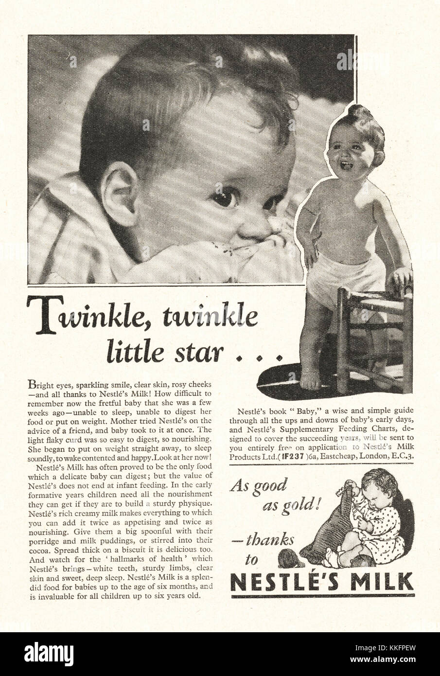 1939 UK Magazine Nestle's Milk Advert Stock Photo - Alamy