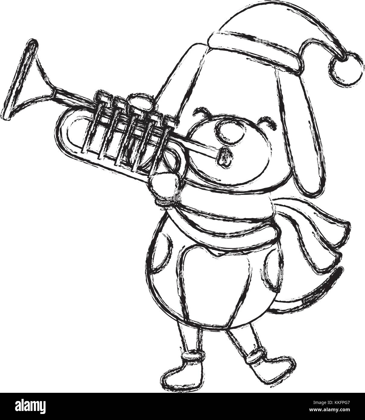 Christmas dog with trumpet cartoon Stock Vector Image & Art - Alamy