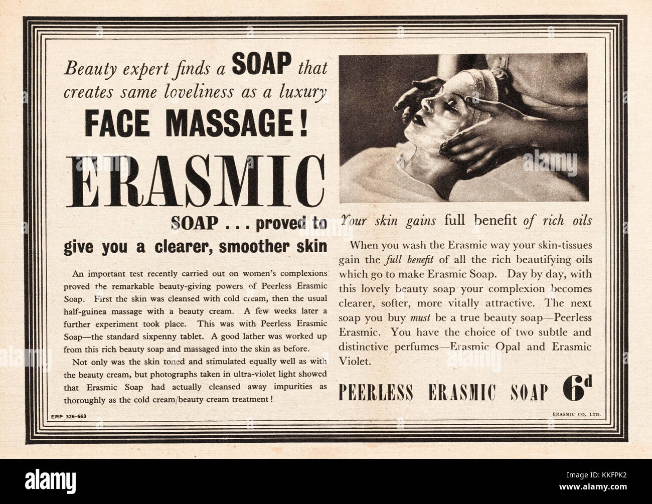 1939 UK Magazine Erasmic Soap Advert Stock Photo - Alamy