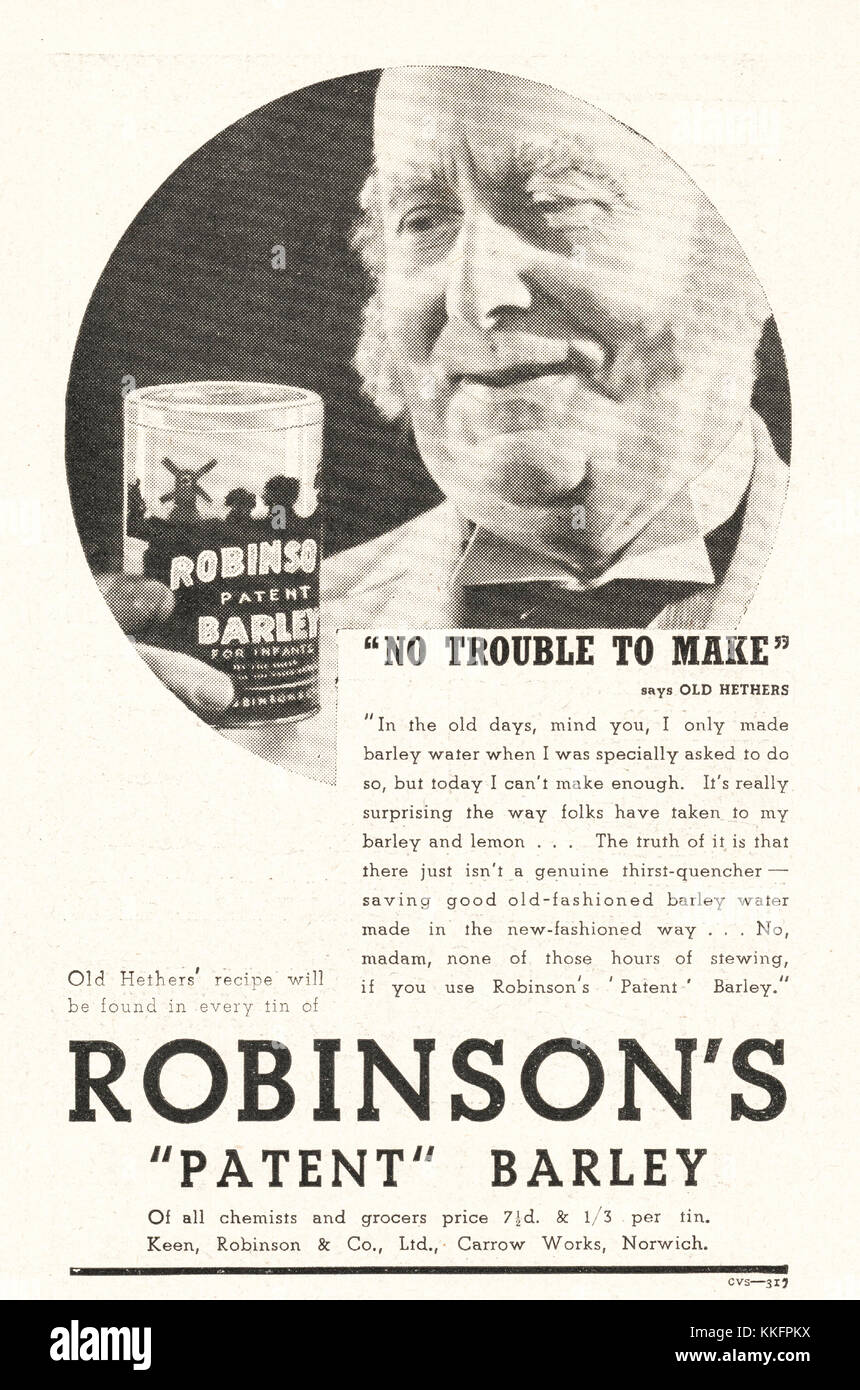 Barley water 1939 hi-res stock photography and images - Alamy