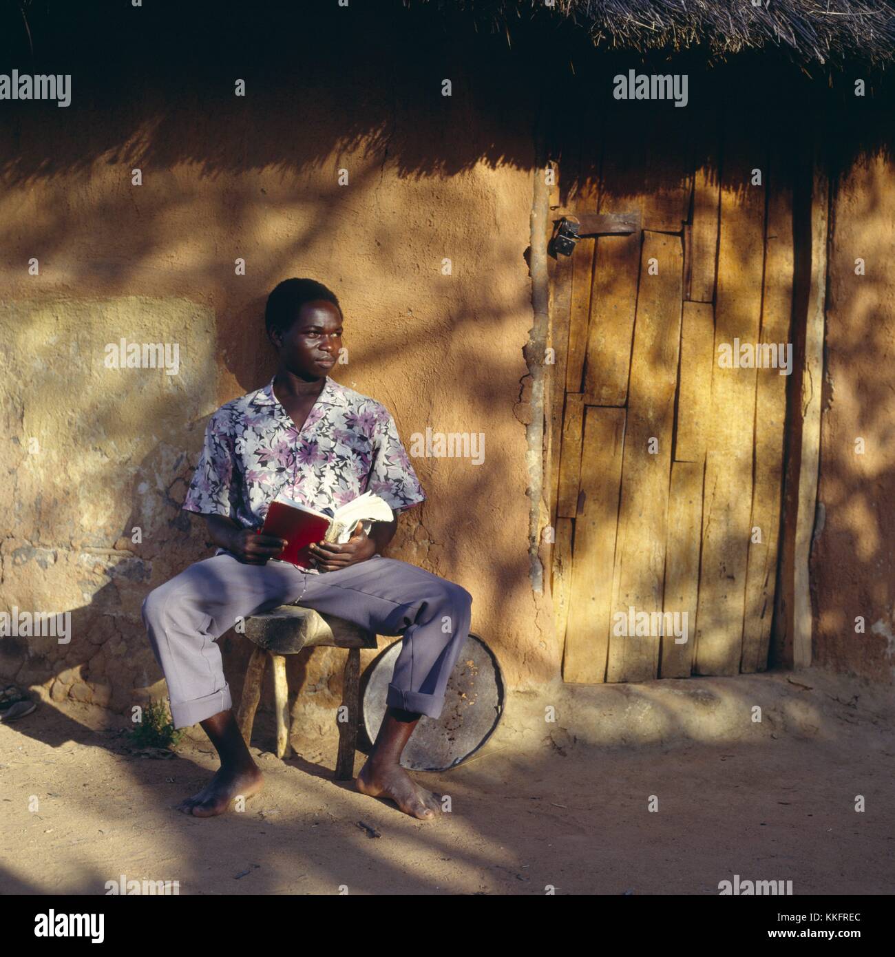 Young man reading a book, village near Gutu, Zimbabwe | usage worldwide ...