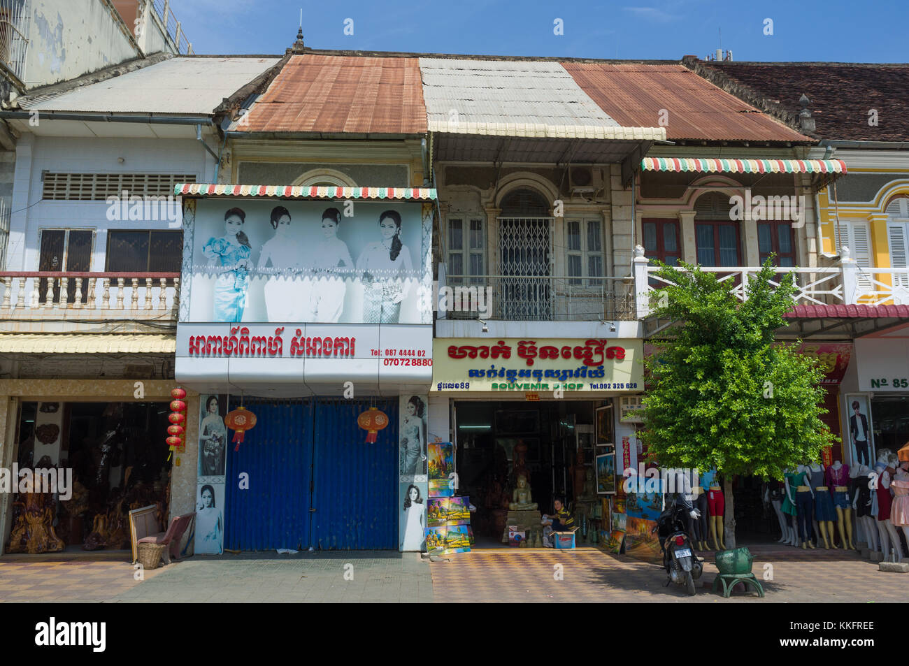 French colonial buildings and Chinese shophouses along street 1 of ...