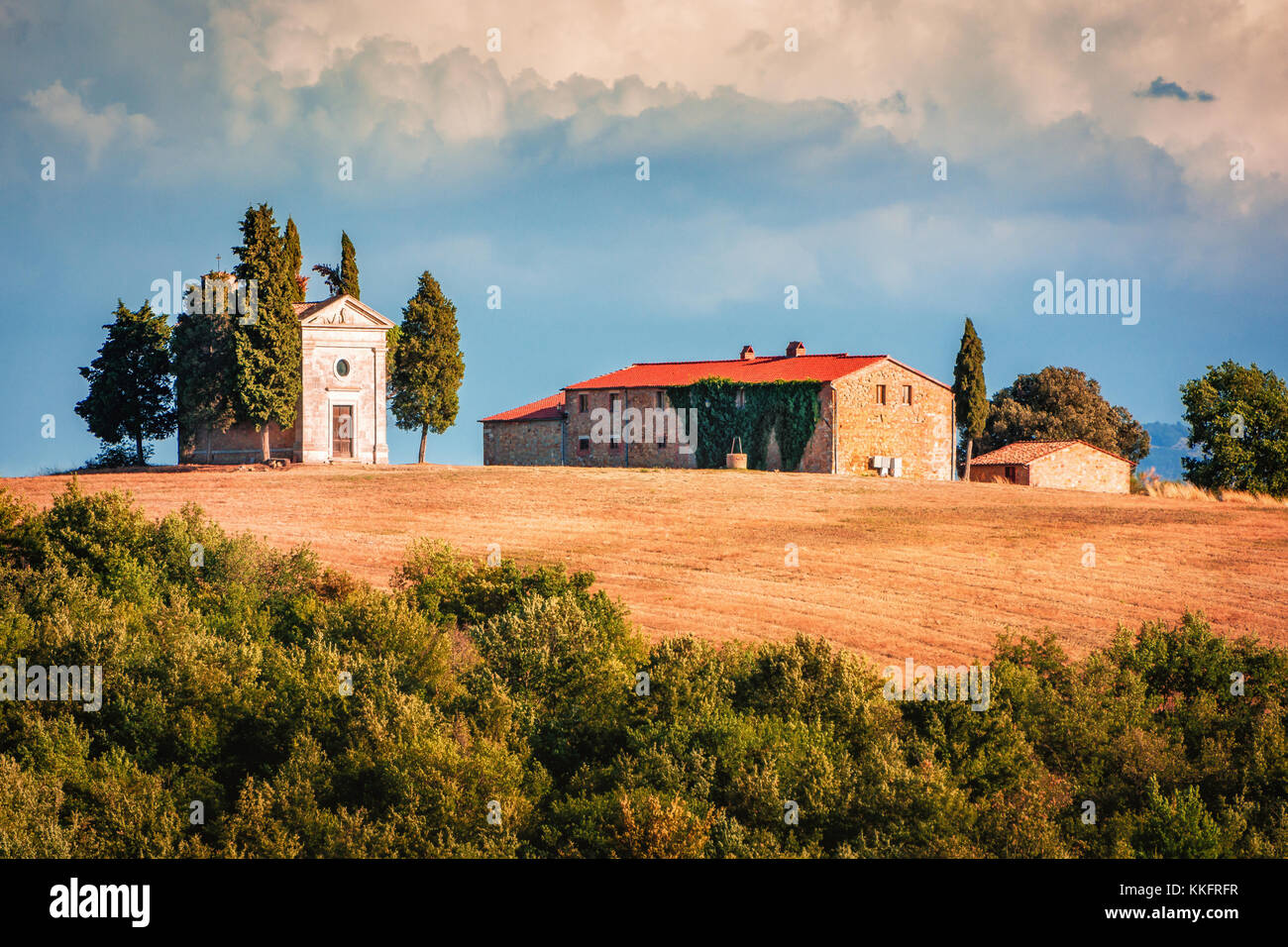 Beautiful rural landscape in Tuscany Italy with hills and meadow Stock ...