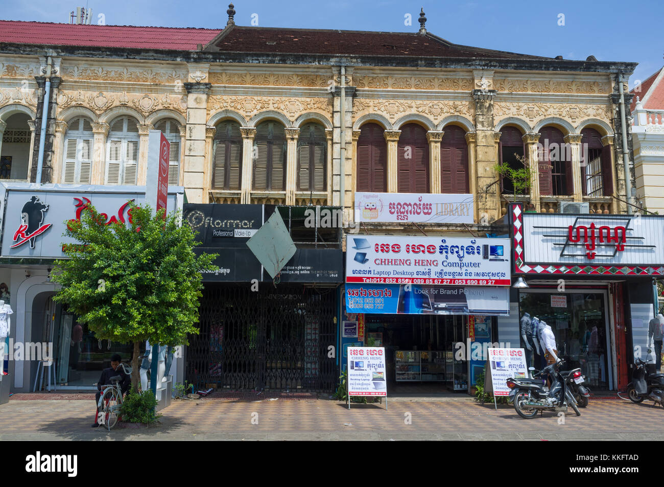 French colonial buildings and Chinese shophouses along street 1 of ...