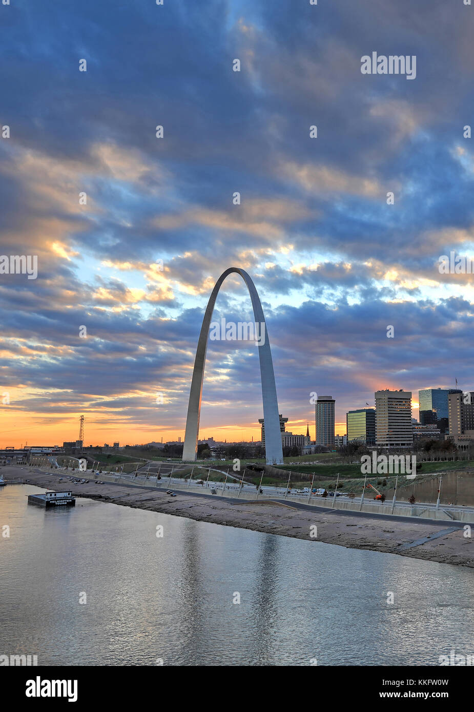 St. Louis, Missouri Skyline and the Gateway Arch from Eads Bridge Stock ...