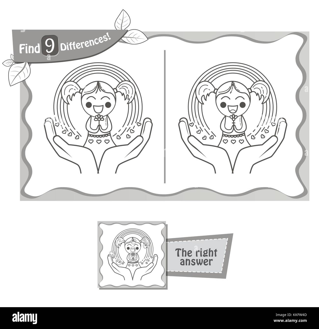 visual game for children and adults. Task to find 9 differences in the ...