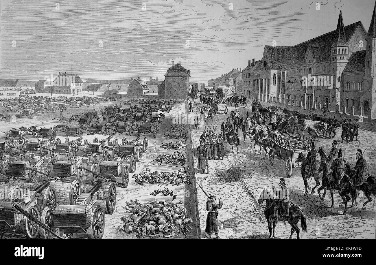 Numerous conquered guns of the French on the Place Torcy in Sedan ...