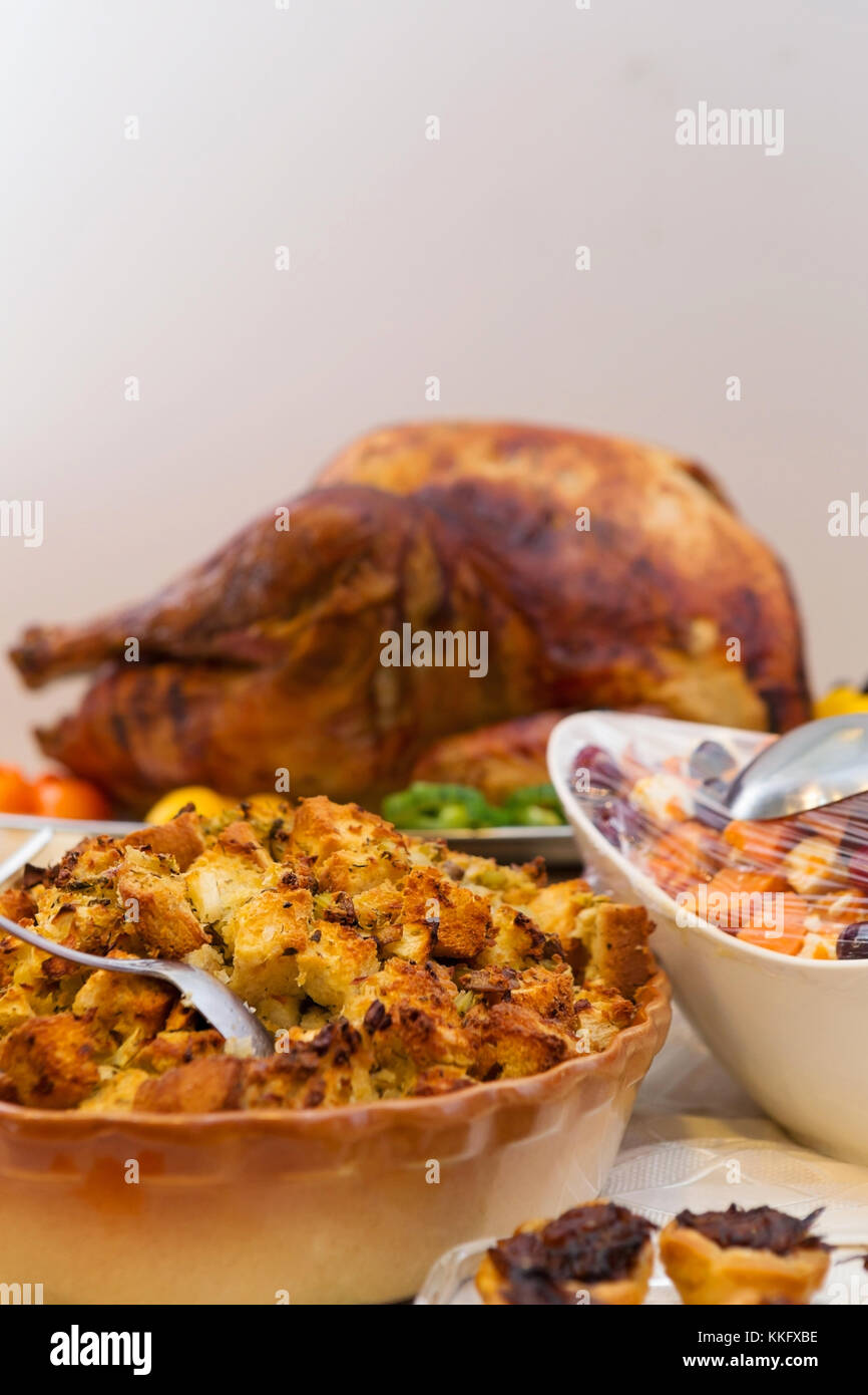 Bountiful Thanksgiving Table Full of Appetizing Food Stock Photo - Alamy