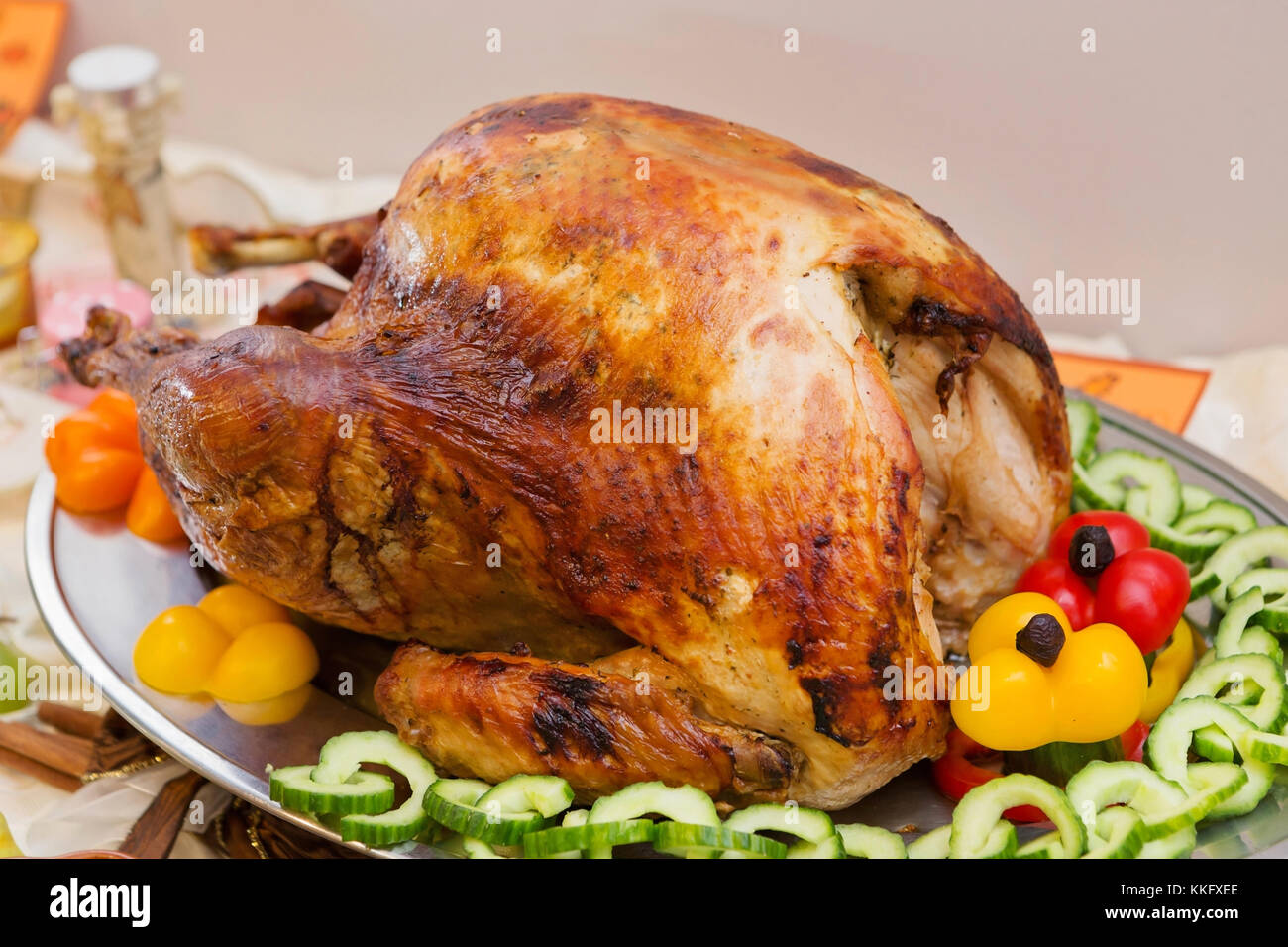 Bountiful Thanksgiving Table Full of Appetizing Food Stock Photo - Alamy