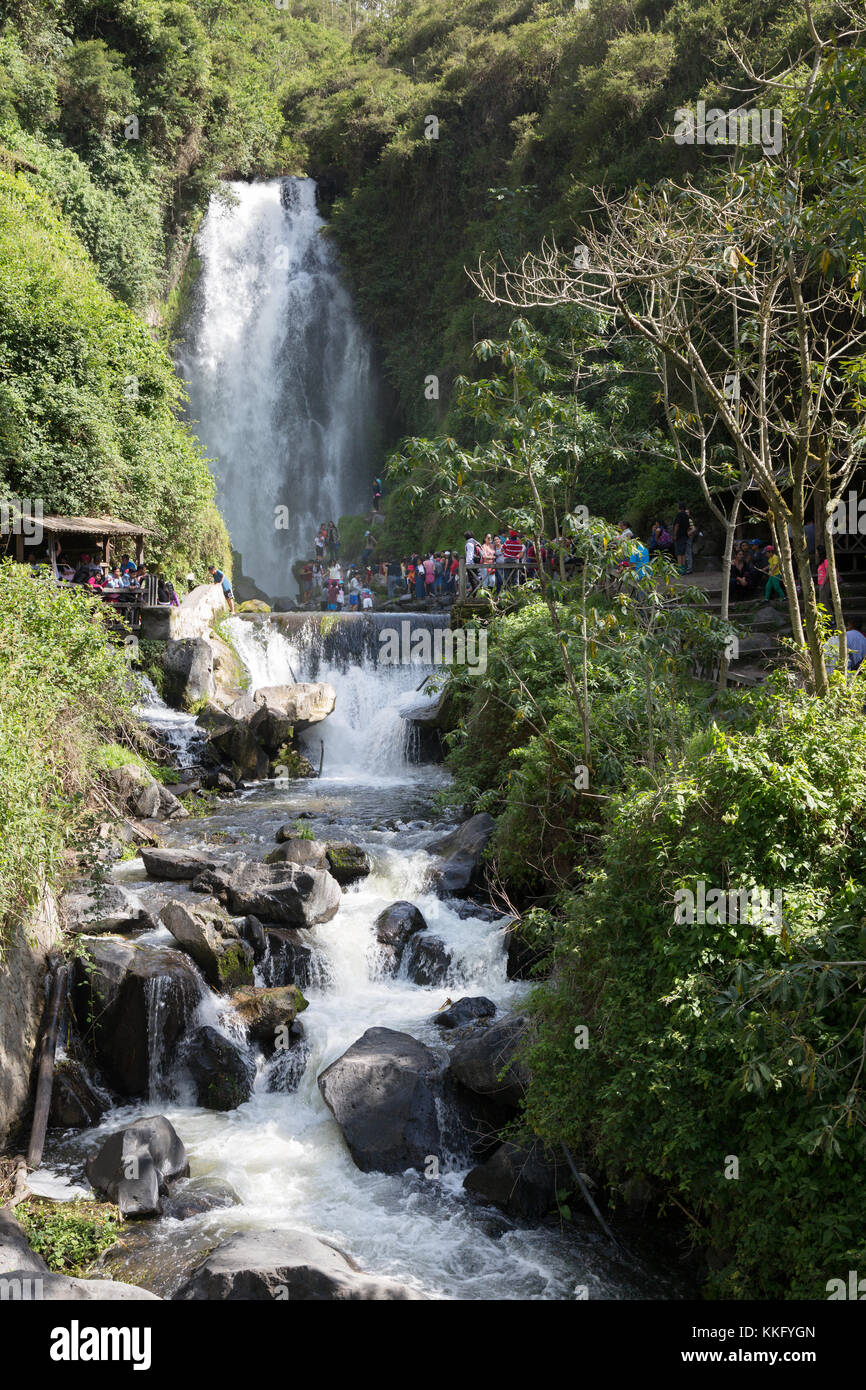 Ecuador waterfall - Peguche Falls, Otavalo, Ecuador South America Stock ...