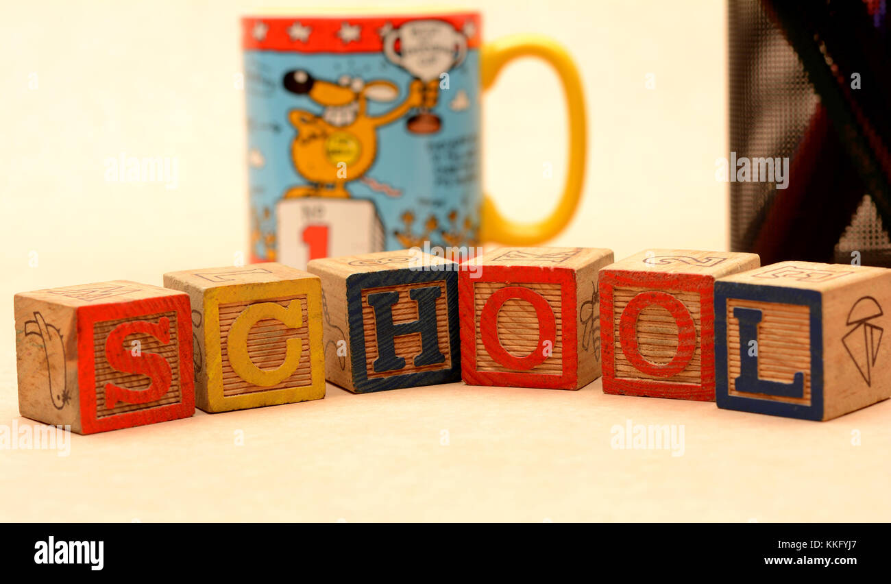 School Words Blocks Education concept design Stock Photo - Alamy