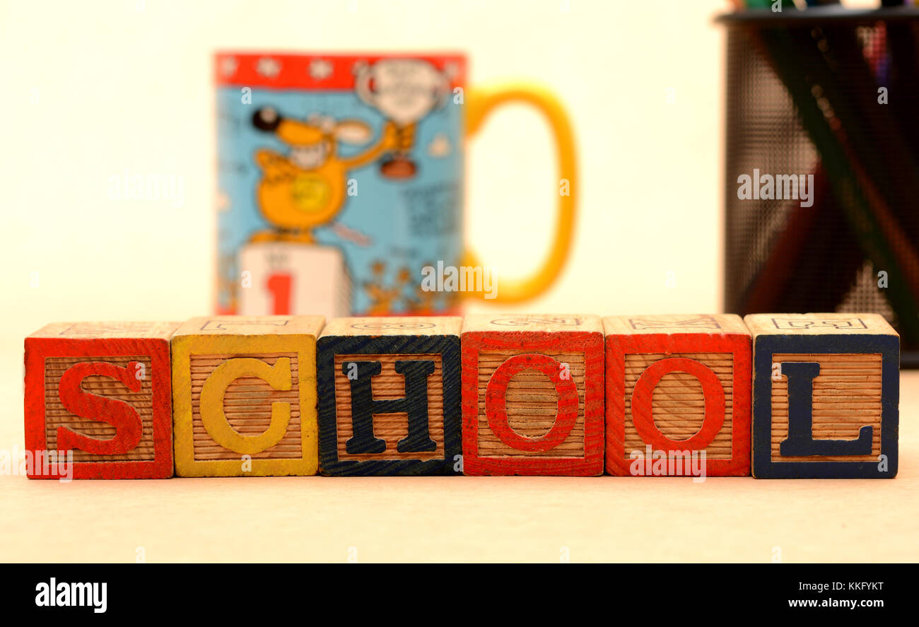 School Words Blocks Education concept design Stock Photo - Alamy