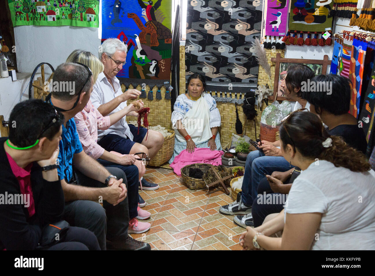 Ecuador tourists - having a demonstration of traditional Ecuadorian ...
