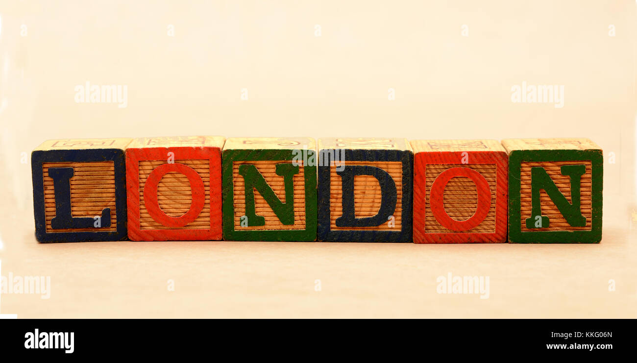London Words Block on Wood - Travel UK concept Stock Photo - Alamy