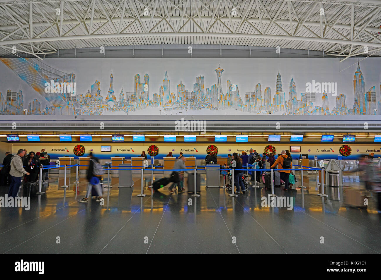 NEW YORK - Christmas holiday decorations in the American Airlines (AA ...