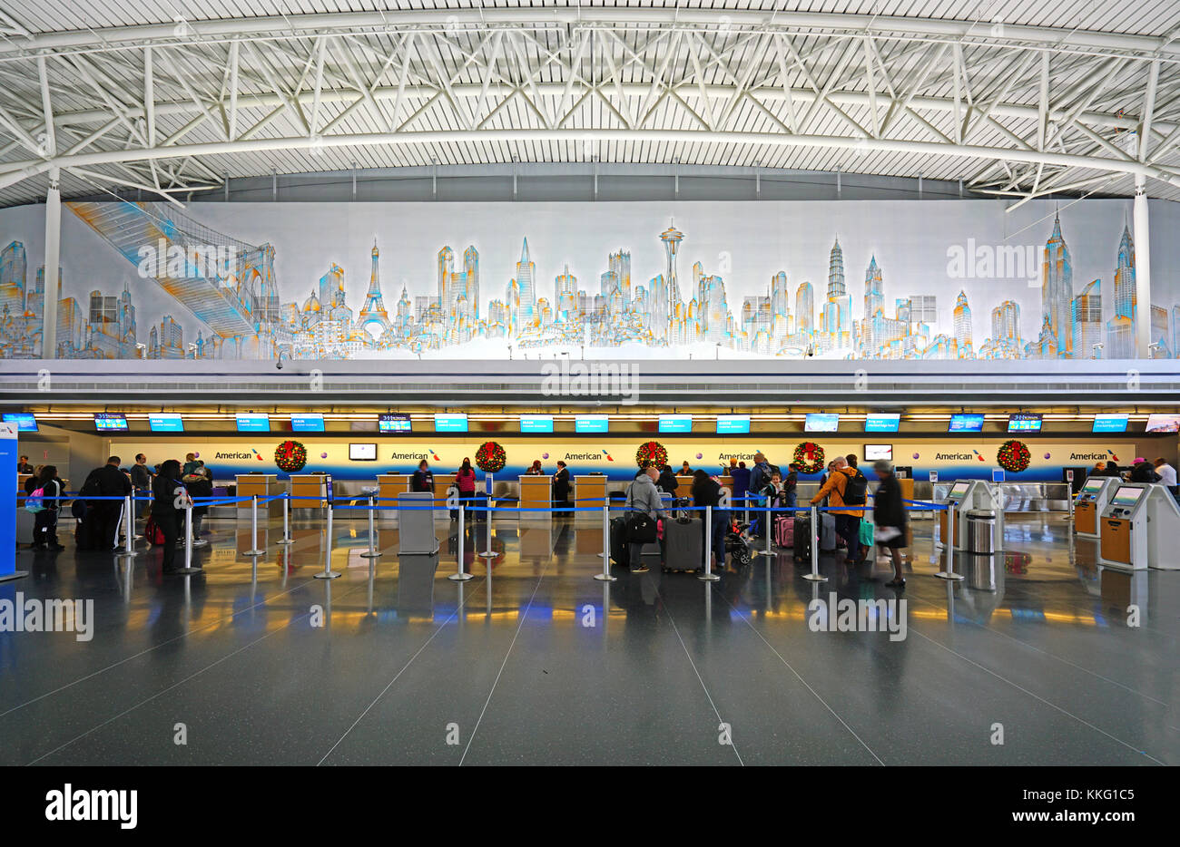 NEW YORK - Christmas holiday decorations in the American Airlines (AA ...