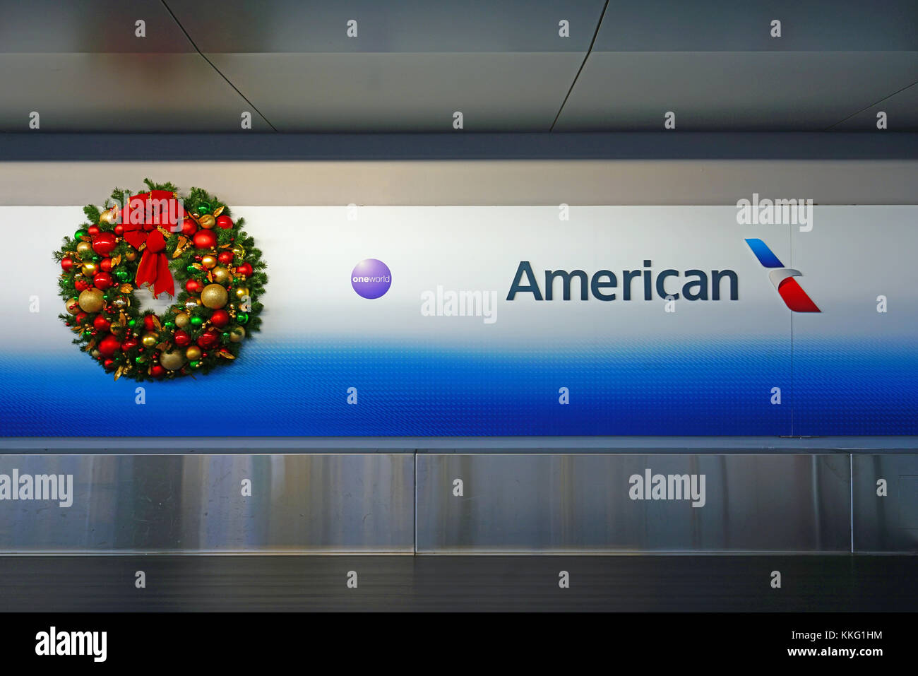 NEW YORK - Christmas holiday decorations in the American Airlines (AA ...