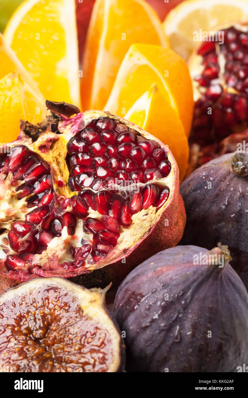 Close up of group of fresh fruits Stock Photo - Alamy