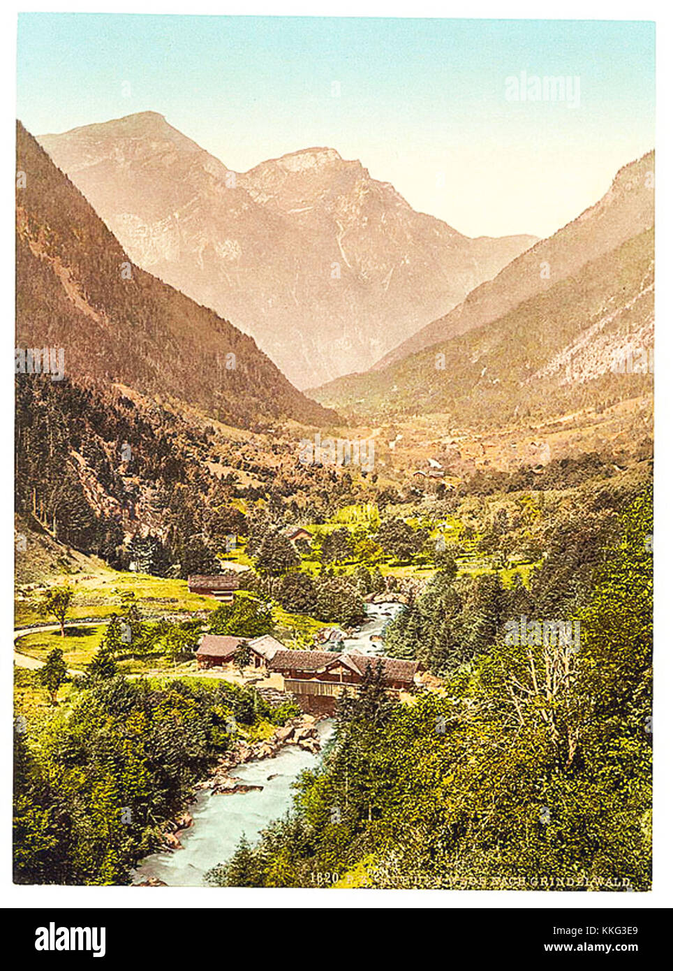 A beautiful vintage landscape with a mountain range Stock Photo - Alamy