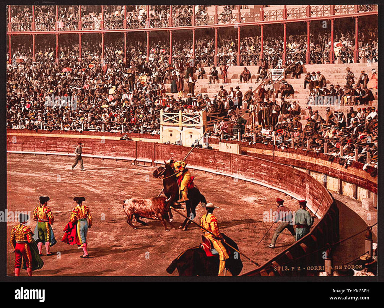 vintage photo of a bull fight Stock Photo - Alamy