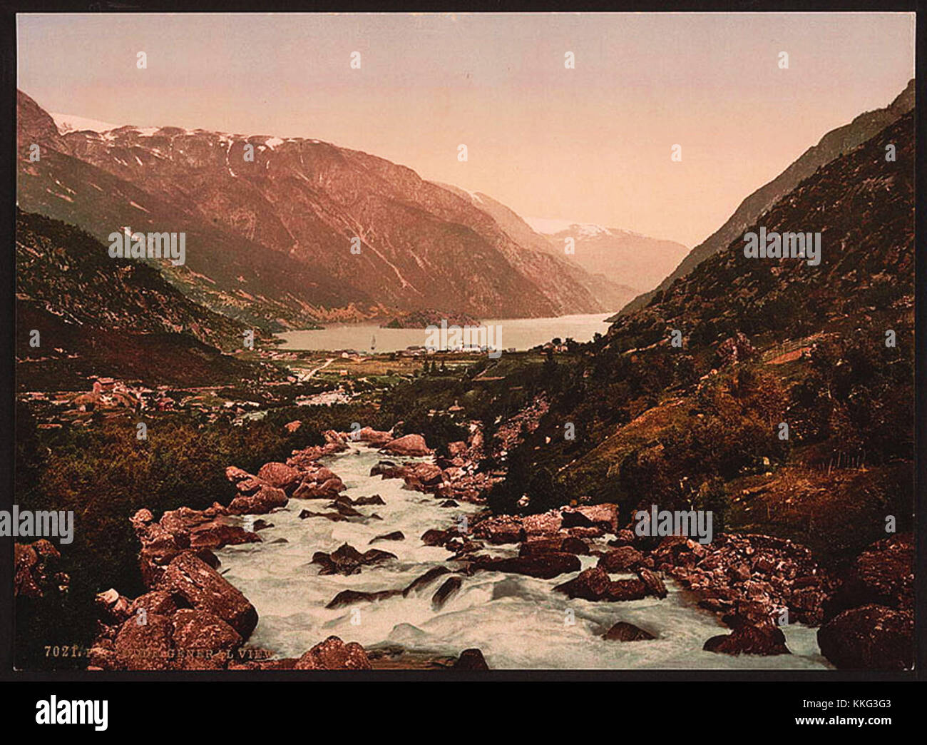 A beautiful vintage landscape with a mountain range Stock Photo - Alamy