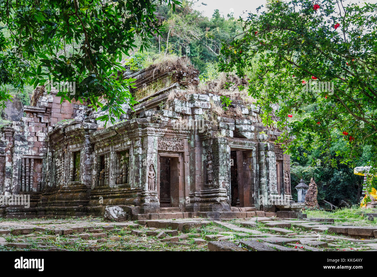 The ruins of the main temple on the upper terrace of the pre-Angkorian ...