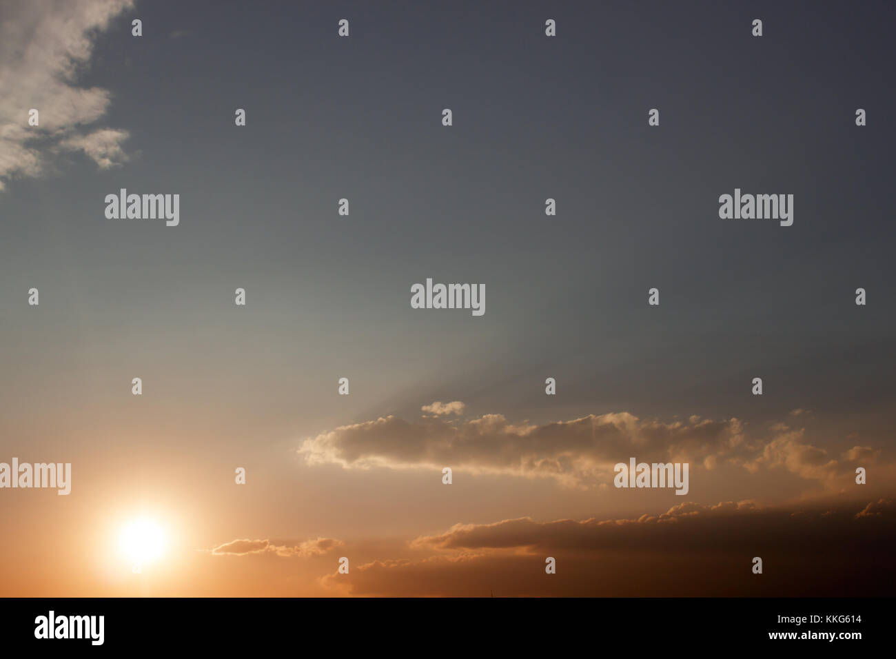 Horizontal photo of a beautiful sunset sky rich in clouds and color ...