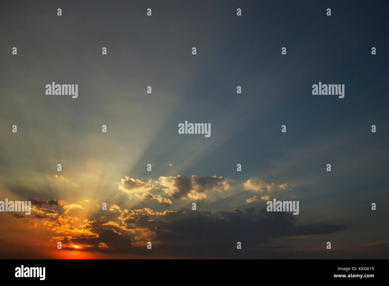 Horizontal photo of a beautiful sunset sky rich in clouds and color ...