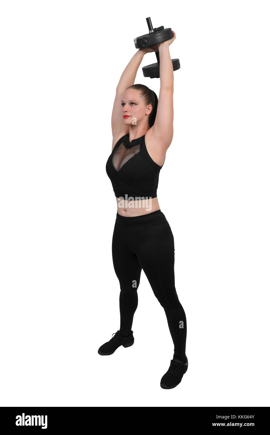 Beautiful young woman using weights during a workout Stock Photo - Alamy