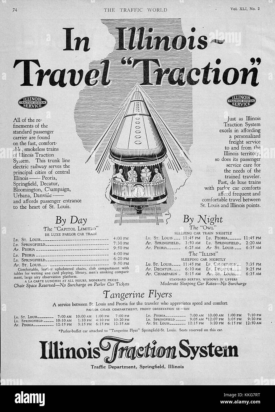 An advertisement from 1928 promoting the Illinois Traction System ...