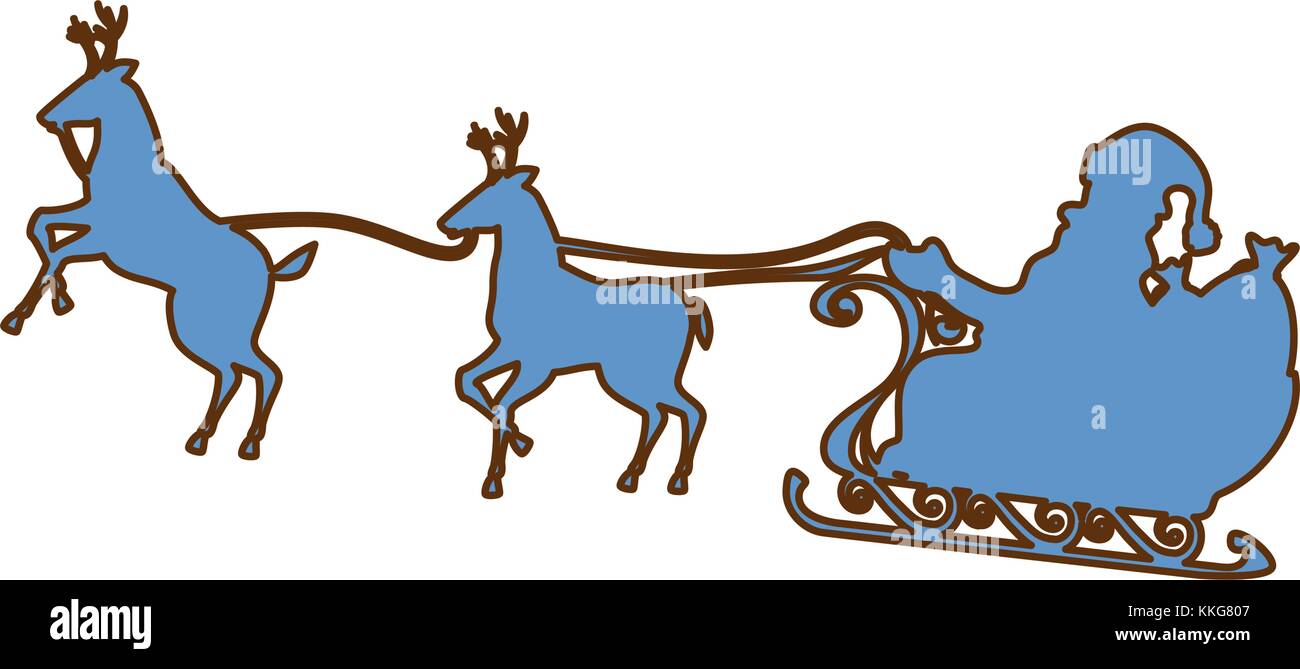 Santa claus carriage reindeer flying Stock Vector Images - Alamy