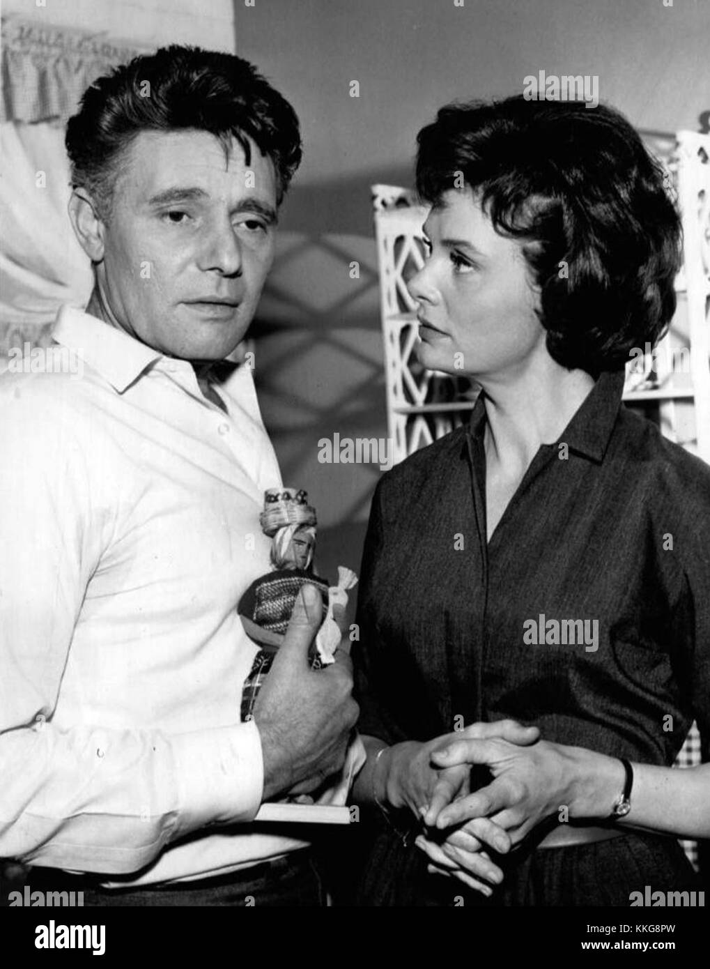 This 1964 photograph features actors Harry Guardino and Bettye Ackerman ...